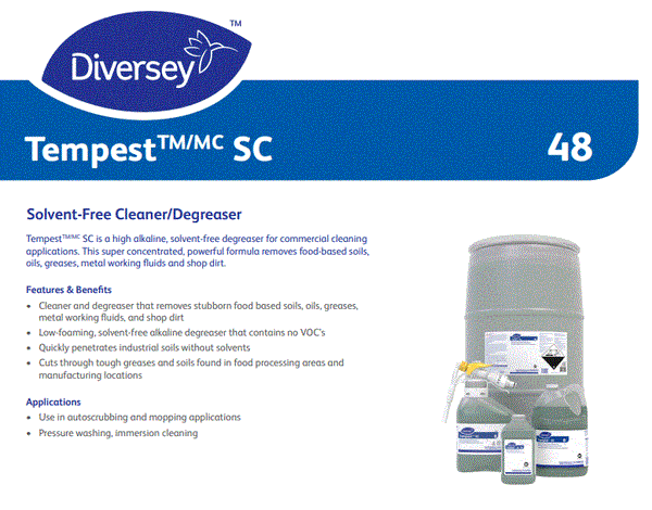 DEGREASER DIVERSEY TEMPEST SOLVENT FREE DEREASER 4L – West Coast ...