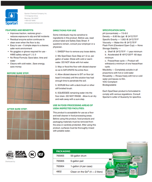 SPARCLEAN SURE STEP 59 ENZYMATIC CLEANER SPARTAN 4L – West Coast ...